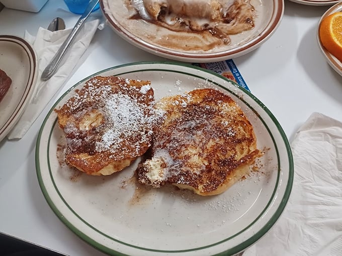 French toast that's been working out at the gym. These golden slabs are more jacked than your average breakfast fare!