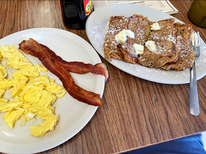 French toast so divine, it'll make you say "Ooh la la!" Dusted with powdered sugar, it's the breakfast equivalent of a cozy winter sweater.