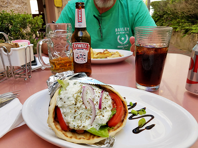 Hold onto your taste buds! This gyro is ready to take you on a Mediterranean adventure, no passport required. Photo credit: Kathy Prorock