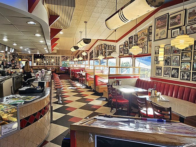 Welcome to Flavor Town, population: you! This diner's interior is a feast for the eyes that'll make you want to slip on your blue suede shoes.