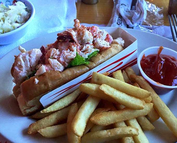 The holy grail of Maine cuisine! This lobster roll isn't just a sandwich; it's a buttery, briny masterpiece on a bun.