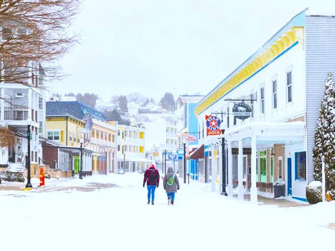 Who needs a time machine when you can stroll down this street? It's like 'Back to the Future' meets 'Frozen.