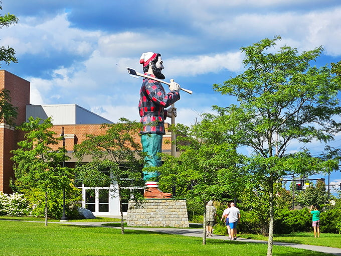 "How's the weather up there?" Tourists gather 'round, proving that sometimes the biggest attractions come in XXXL packages.