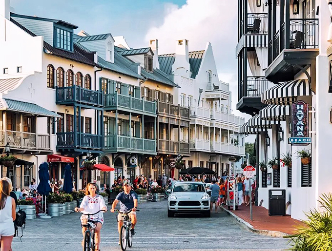 Like a scene from a coastal fairy tale, bikes and buildings create a perfect harmony of old-world charm.