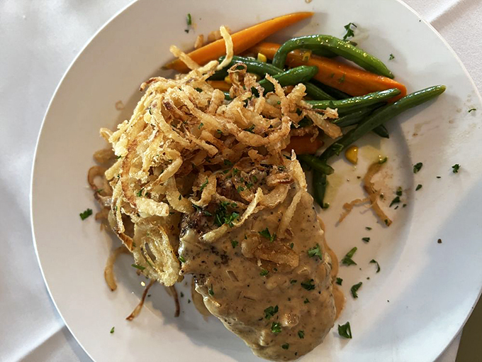 A tale of two plates: one for the meat lover, one for the veggie enthusiast. Proof that at Michael's, there's something for everyone. Photo credit: Mireya R