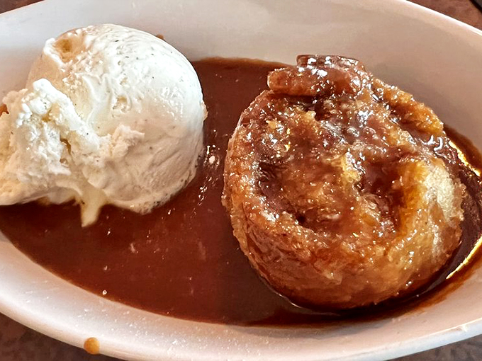 Sticky toffee pudding meets ice cream in a dessert rendezvous. It's like a warm hug for your taste buds. Photo credit: Karen F.