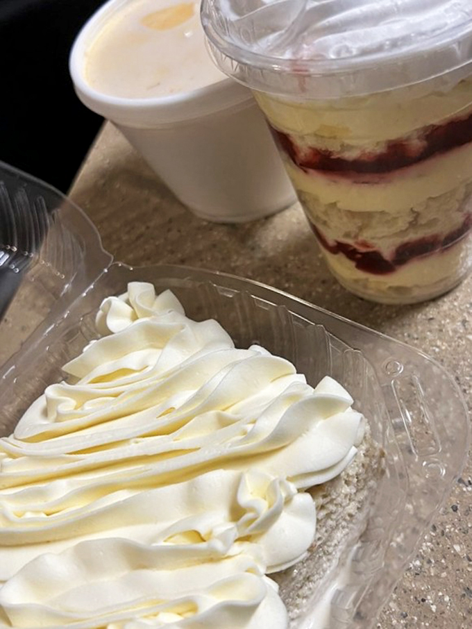 A study in contrasts: creamy tres leches cake paired with refreshing beverage.