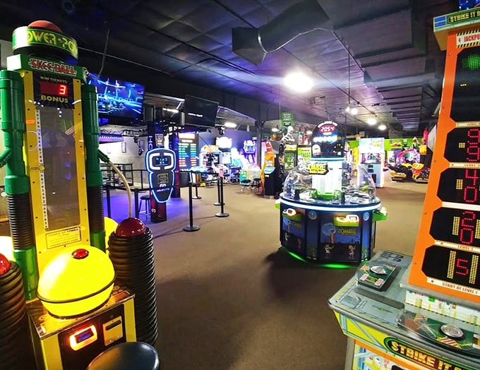 Indoor entertainment reaches new heights with this modern arcade paradise, where every game beckons with digital delights.