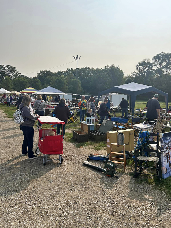 Welcome to flea market roulette! You might find that vintage record player or end up with a taxidermied jackalope. Either way, it's a win. Photo credit: Central Illinois Flea Market