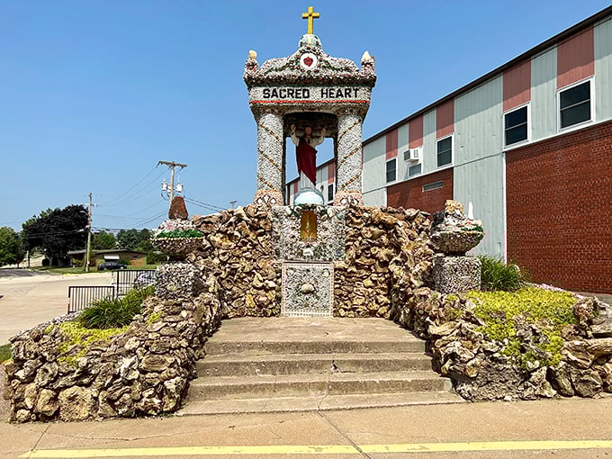 Heaven's blingiest bouncer! The Dickeyville Grotto proves that even holy sites can rock a bedazzled look.
