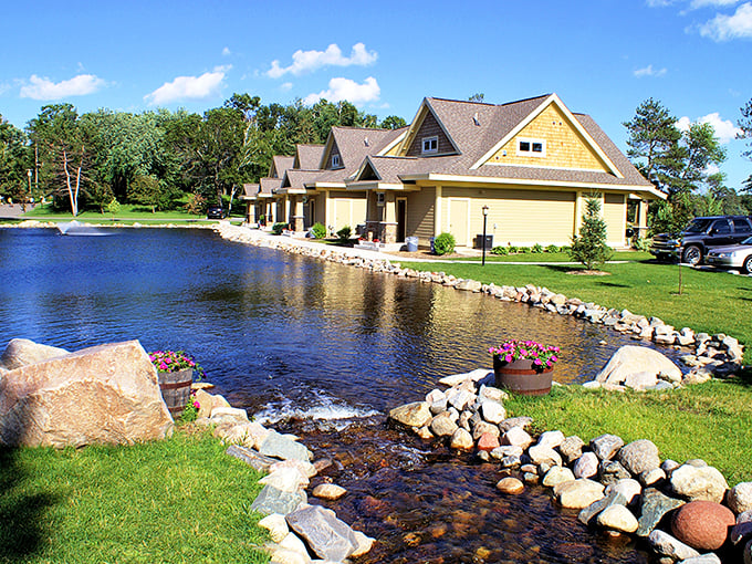 Lakeside luxury meets woodland wonder. It's like a five-star hotel decided to play dress-up as a cozy cabin. 