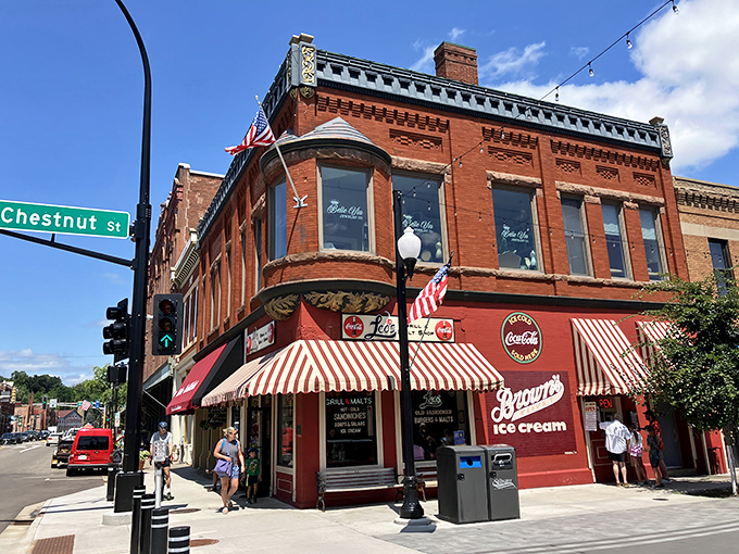 History never tasted so good! Leo's classic red storefront is like a beacon of deliciousness in charming downtown Stillwater.
