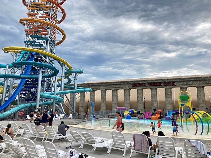 Greek mythology meets Midwestern ingenuity. Zeus would be jealous of these epic water slides! Photo credit: Kyle Taffe