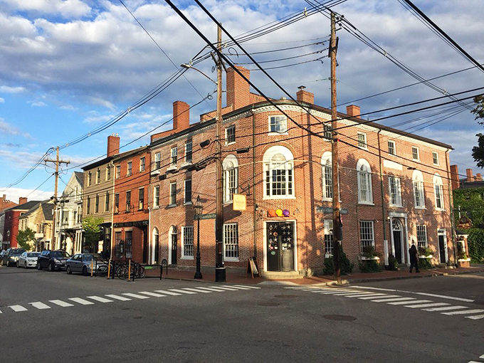 Ristorante Massimo&rsquo;s elegant brick facade invites you to savor fine Italian dining in the heart of this picturesque historic corner.