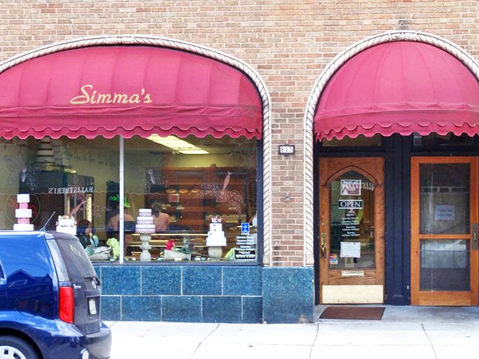 Pink awnings and promises of pastry perfection. Marie Antoinette would approve of this cake haven.