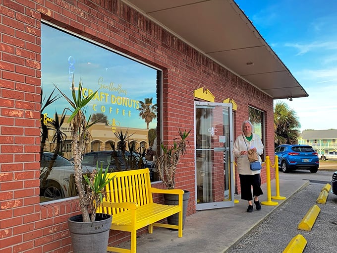 Yellow bench outside, flavor explosion inside. Swillerbees crafts donuts that'll make you question everything you thought you knew about fried dough.