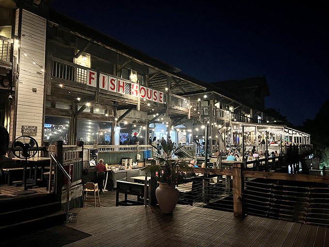 Sunset spectacle at The Fish House! Dine al fresco and watch the sky put on a show &ndash; it's like Mother Nature's own dinner theater.