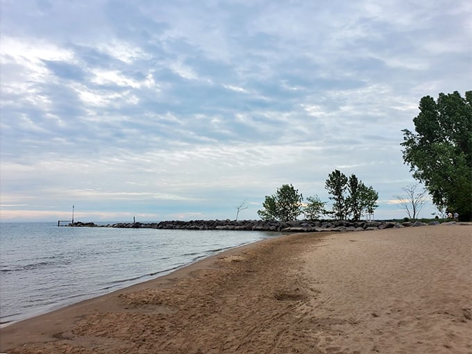 Where the land kisses the lake: Gillson Beach's shoreline is like nature's version of a gentle hug &ndash; comforting and refreshing.