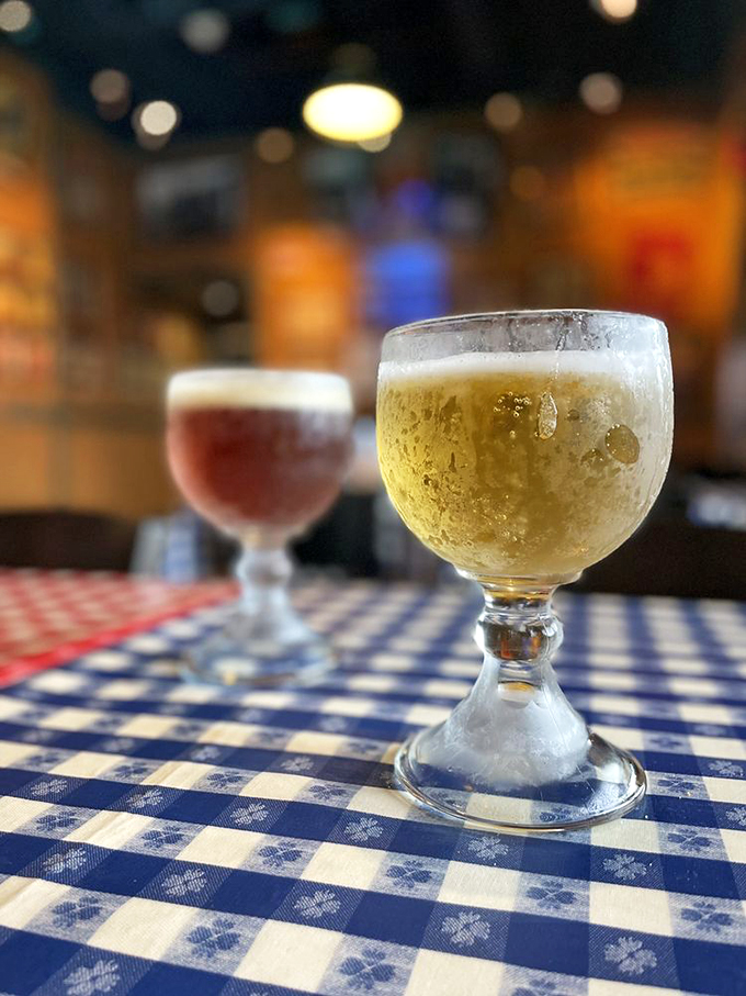 Cheers to good times! These frosty goblets of beer are ready to wash down your meal and your worries in equal measure.