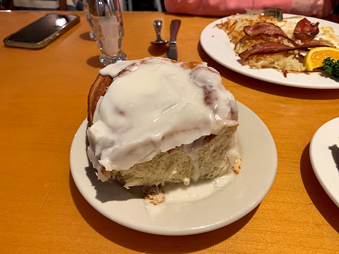 Behold, the cinnamon roll to end all cinnamon rolls! It's not just breakfast, it's a warm hug for your taste buds.