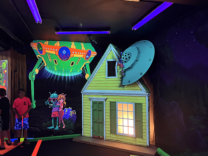 "That's one small step for man, one giant leap for mini-golf!" This backyard UFO crash site is out of this world – literally!