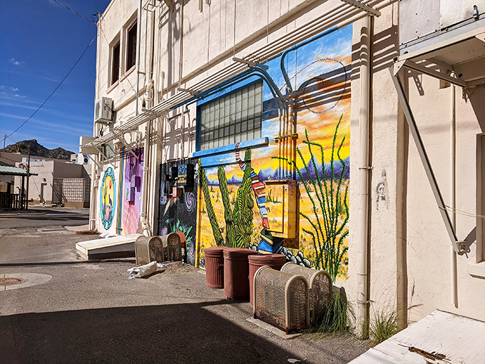 Artist Alley: Where blank walls become canvases and cacti inspire masterpieces. It's like the Louvre, but with more sunshine and fewer tourists. Photo credit: Gary