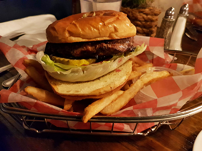 Sometimes even seafood lovers need a break - this classic burger proves they've mastered the land too.