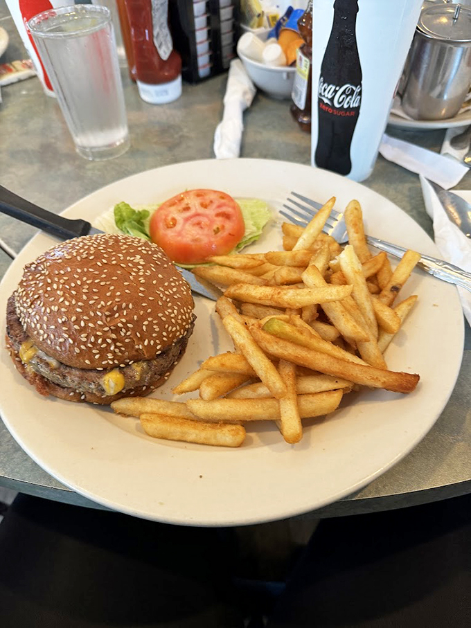 This isn't just a burger&mdash;it's a masterpiece of Midwest engineering, complete with golden fries that crunch like victory.