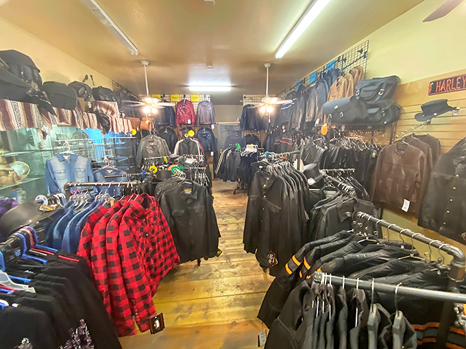 Leather and denim as far as the eye can see. It's a biker's paradise that would make Fonzie feel underdressed.