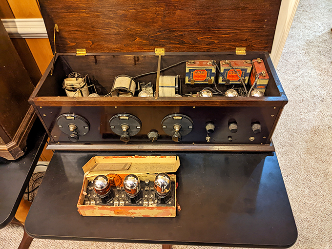 Dials, knobs, and switches galore! This vintage TV innards remind us of a time when "adjusting the picture" was a full-contact sport.