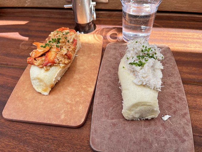 A tale of two rolls: lobster and crab, locked in a delicious duel for your affection. Why choose when you can have both?