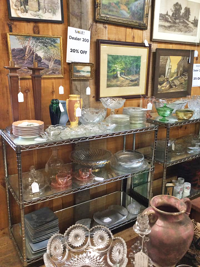 Crystal and colored glass create a window display worthy of a museum. Each piece reflects Maine's rich history of craftsmanship.