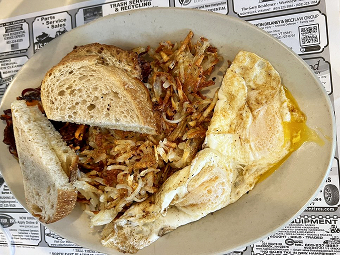 Breakfast of champions! This plate has more layers than a Vermont winter wardrobe.