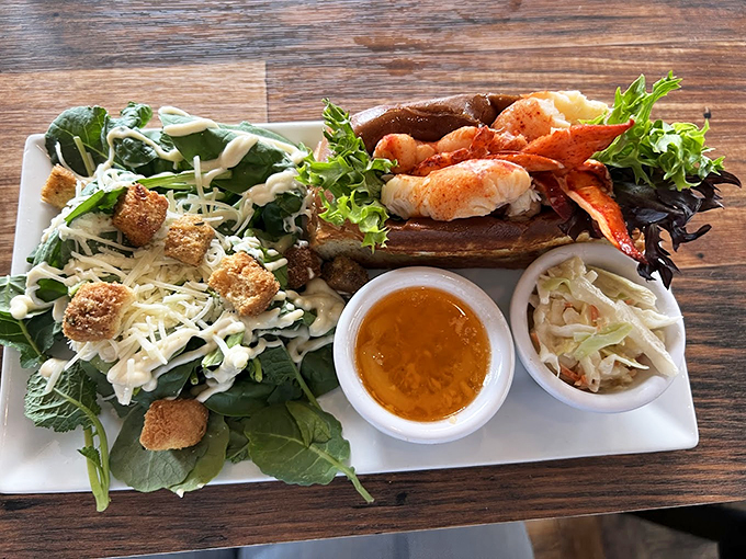 Fresh lobster meets crisp greens in a plate that proves Maine knows how to do lunch right.