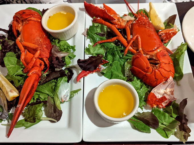Two perfectly steamed lobsters, ready for their close-up, proving that sometimes the best things in life wear red. Photo credit: Alex Alleluia