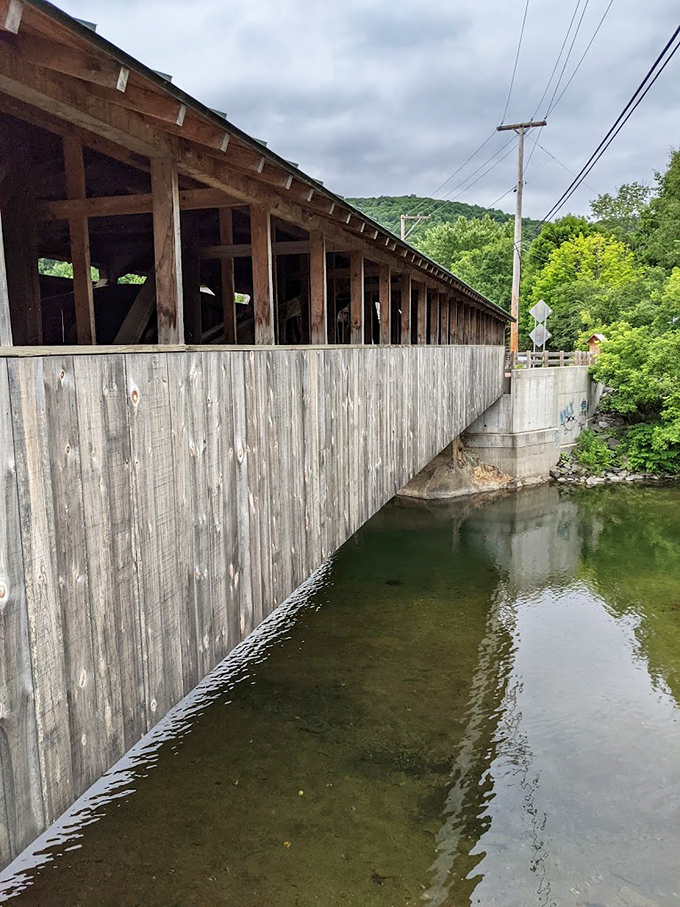 The Mad River: proving that not all that wanders is lost. It's been finding its way under this bridge for longer than Vermont's been eating maple syrup!