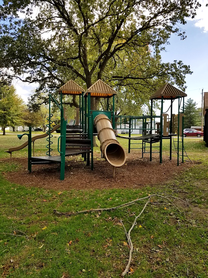 Where childhood memories are made - this playground equipment has probably hosted three generations of local kids.