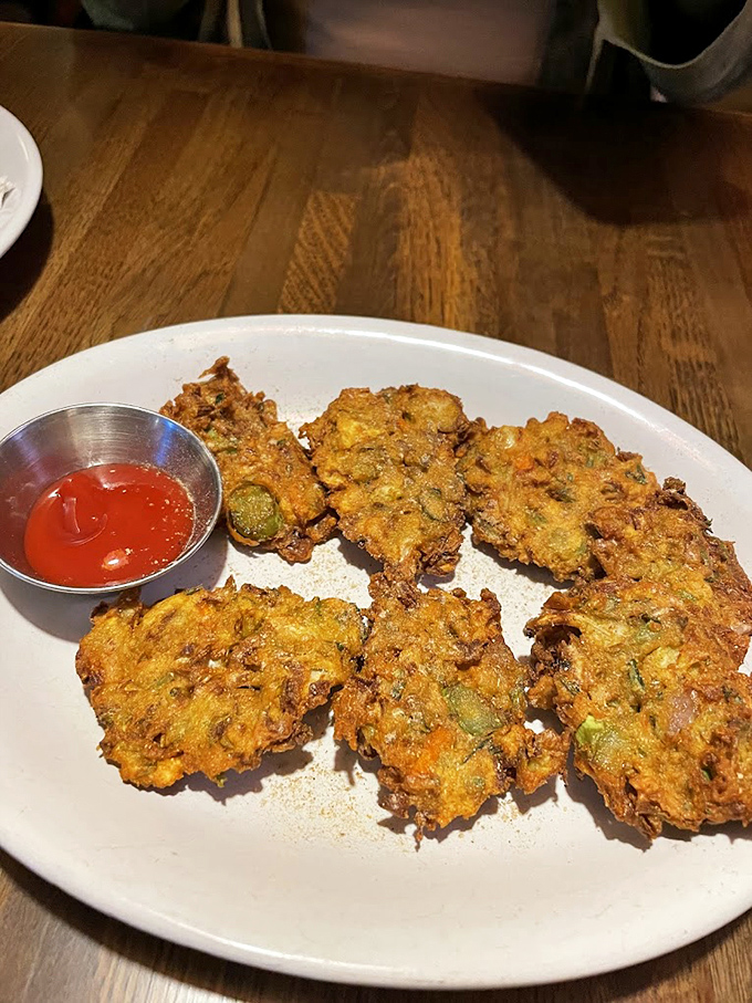 Crispy pakoras that crunch like autumn leaves, but taste like a warm hug from your favorite Indian grandmother. Photo credit: Rachel Epstein