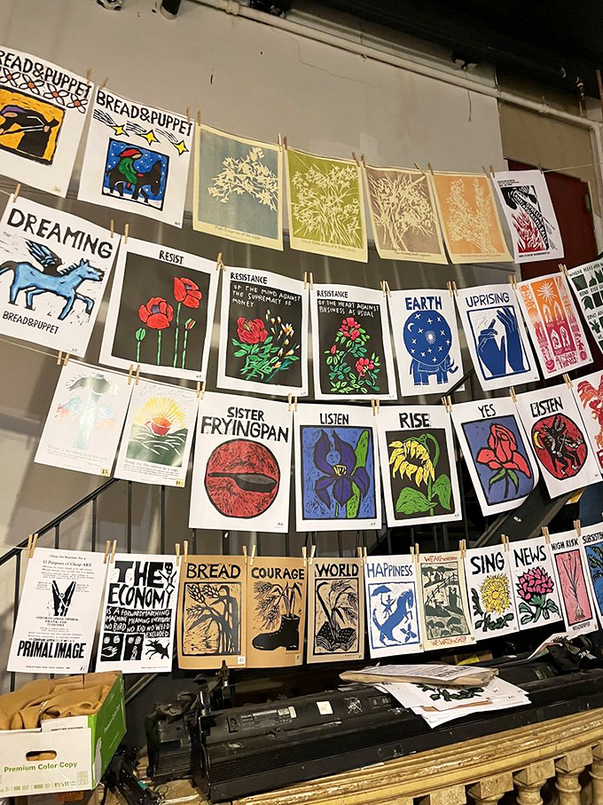 A wall of wisdom or a hippie's Pinterest board come to life? These posters are serving up food for thought with a side of artistic flair.