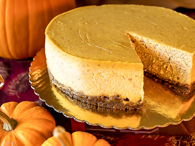 Fall in love with fall all over again. This pumpkin cheesecake is autumn on a plate, minus the rake and leaf piles. 