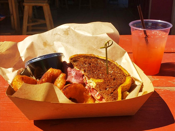 Meet the Reuben that puts the 'oh!' in onion rings. It's a sandwich-side combo that'll make your taste buds do the two-step.