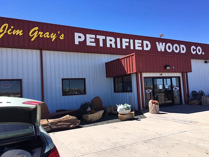 Jim Gray's Petrified Wood Co: Where prehistoric forests meet modern-day souvenir hunting. It's a rock hound's dream come true! Photo credit: Mikejack52pe