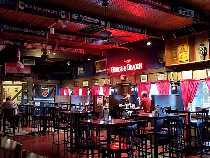 Night falls, but the pub comes alive. It's like Cheers, but with better accents and arguably better beer.