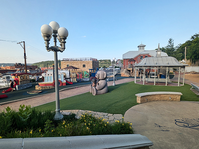 Panorama of play! From teddy bear slides to miniature Main Street, this park has more attractions than a three-ring circus &ndash; and twice the charm.