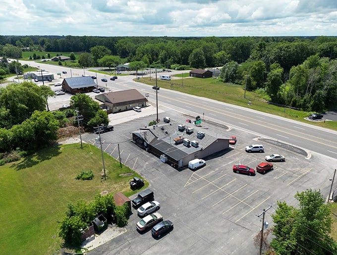 From up here, Linwood Corners Cafe looks like the perfect pit stop. Trust me, your stomach will thank you for this detour.