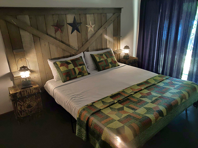 Sleep like royalty in the great outdoors. This bed is so cozy, you might forget you're camping until a bird starts chirping. Photo credit: Mark Coggins