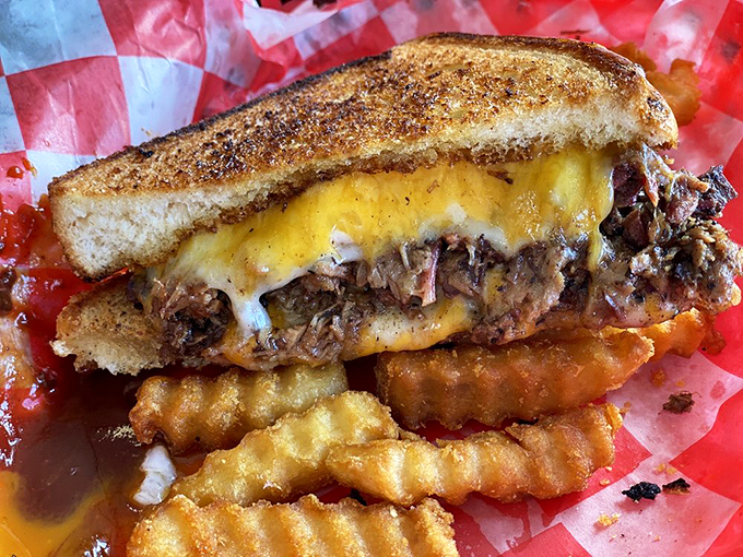 Meet the sandwich that dreams are made of! Melty cheese and tender brisket nestled between golden toast - it's love at first bite.
