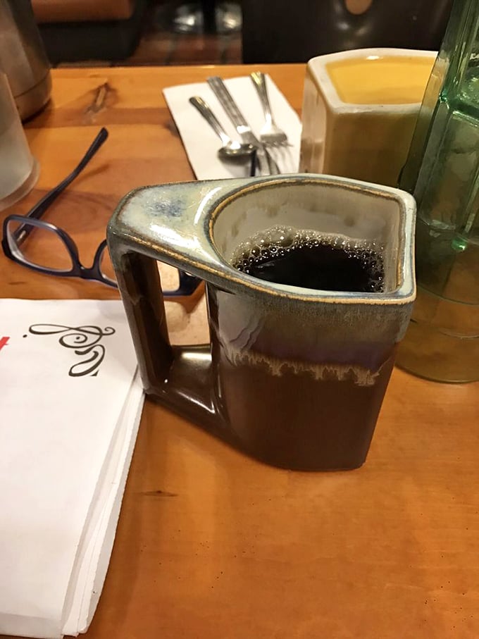 The elixir of life! This coffee comes in a mug so unique, you might be tempted to sneak it home in your purse.