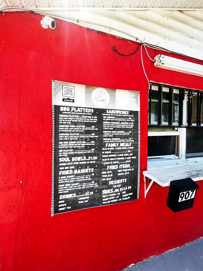 The menu board of dreams! Each line promises a different journey into barbecue nirvana. Choose your own smoky adventure!