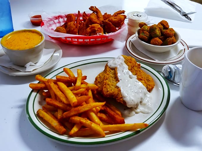 Country fried steak: where comfort food meets Southern charm. It's like a warm, crispy blanket for your taste buds.